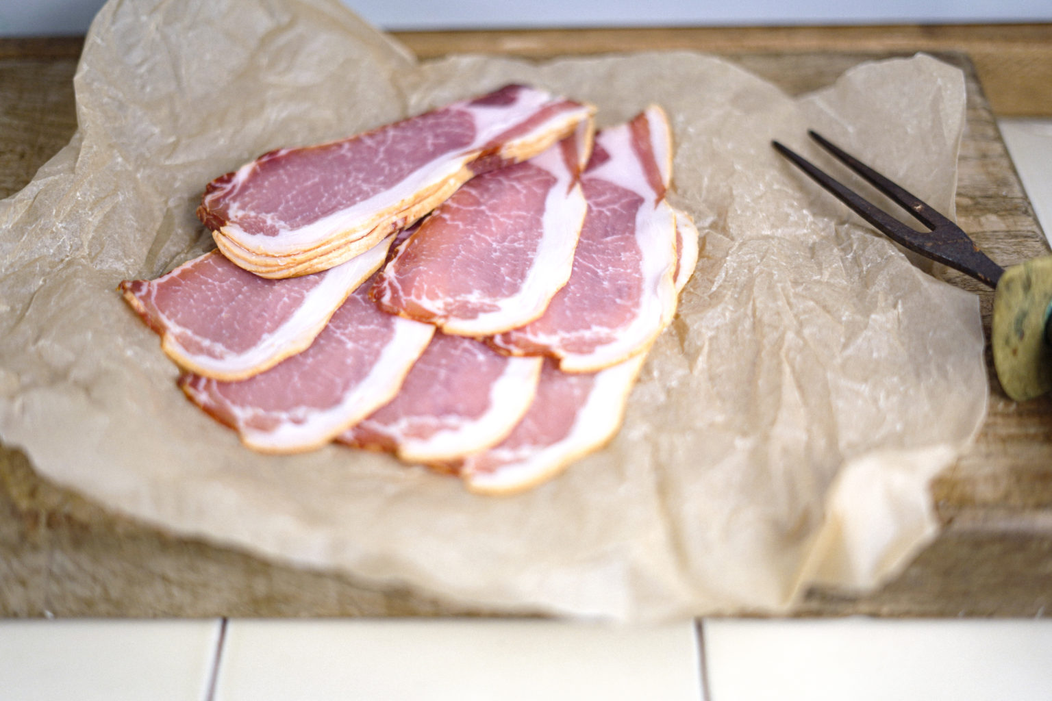 Smoked Back Bacon (dry-cure, pressed, fully matured, lightly beech ...